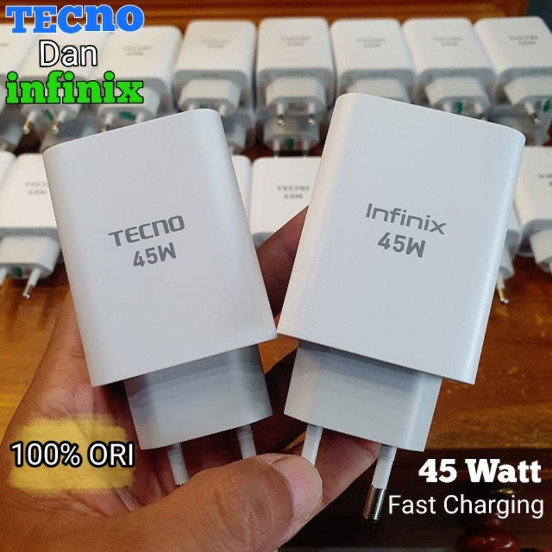 Jual [PROMO]Adaptor TECNO dan INFINIX 45W povo 4,pova 5,note 30,note 40 Original 100% Copotan HP ...