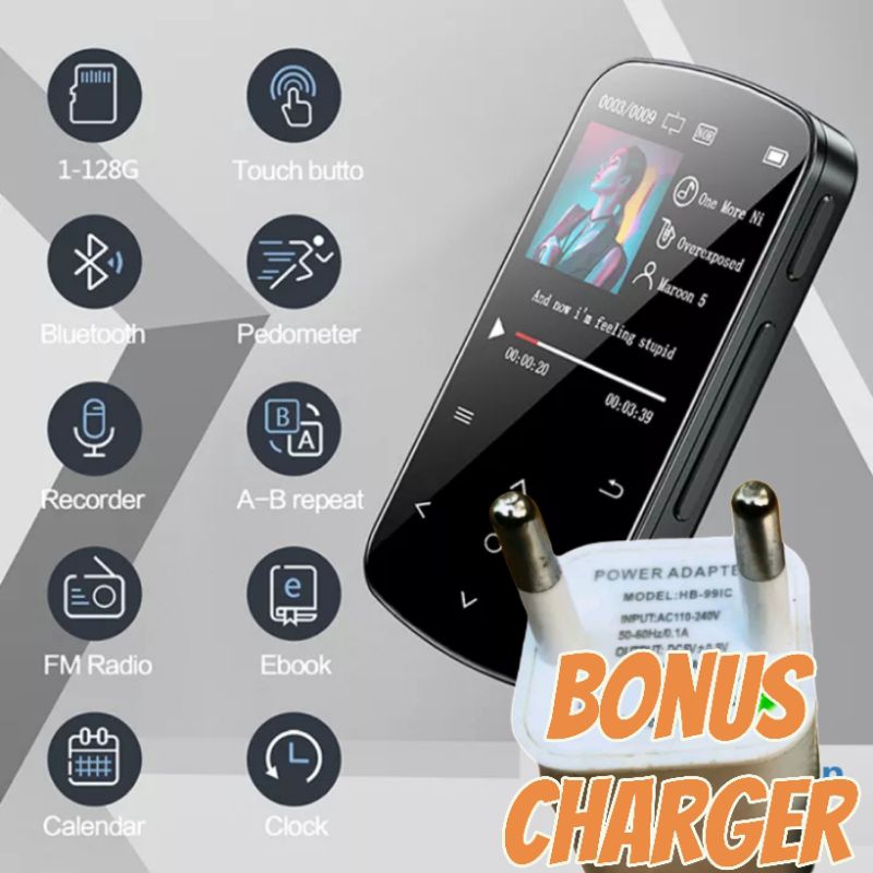 Jual Benjie M9 Pedometer USB Type C MP3 Pemutar Musik Sport Klip ...