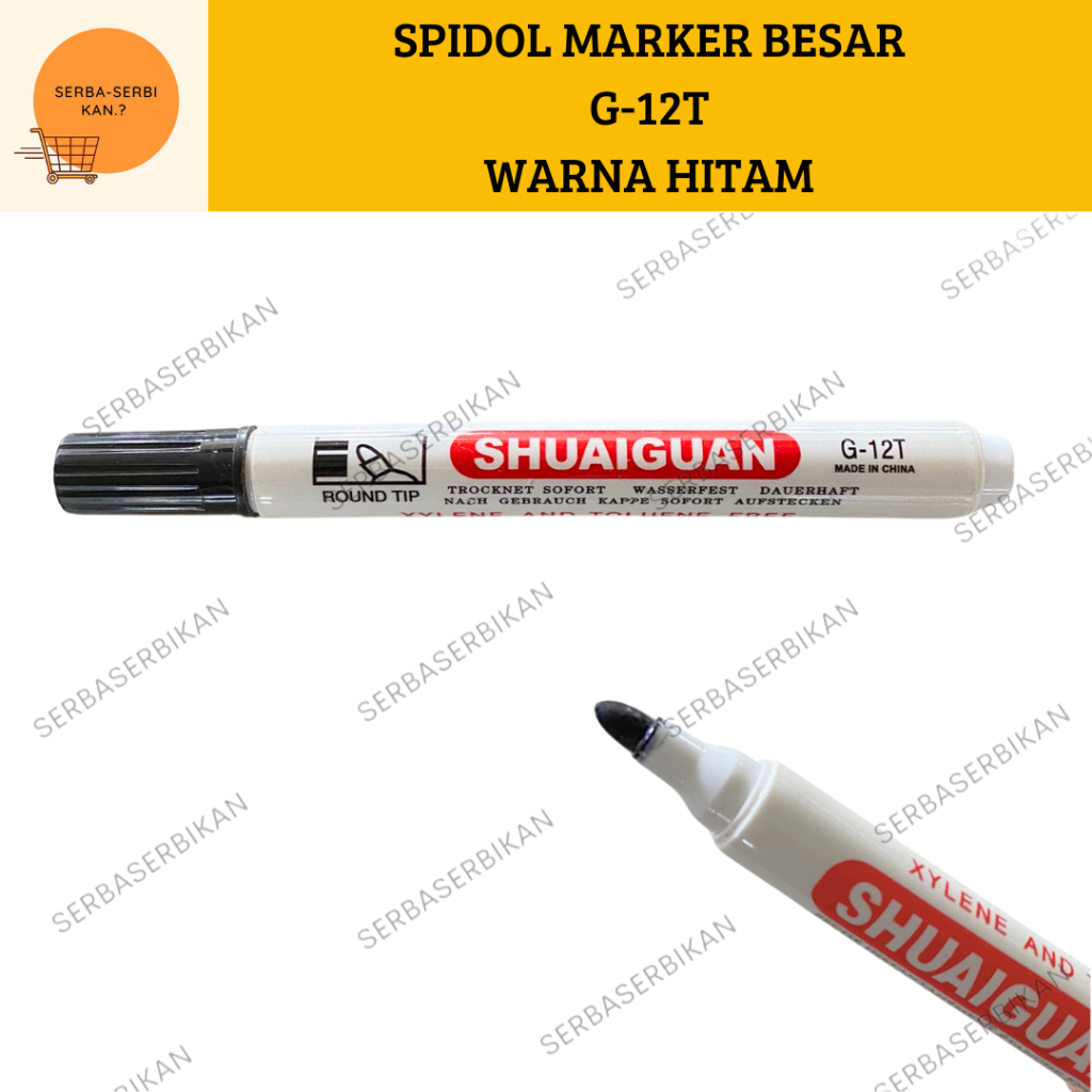 Jual SPIDOL MARKER BESAR G-12T WARNA HITAM PERMANENT/WHITE BOARD ...