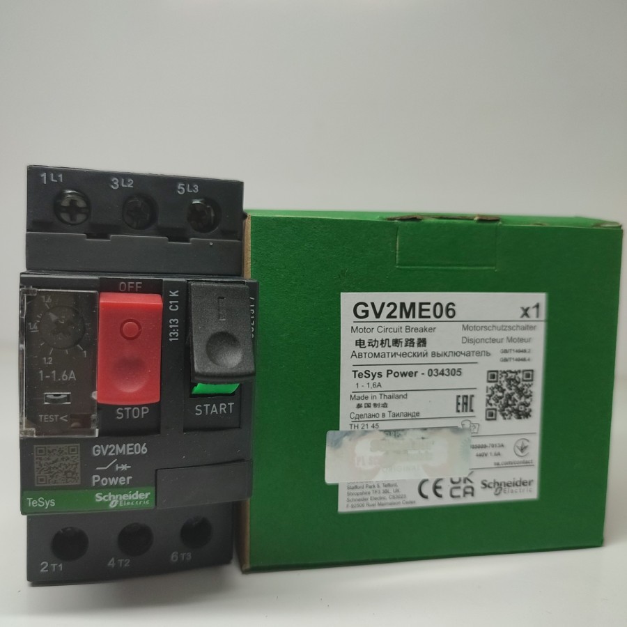 Jual Motor Circuit Breaker Schneider gv2me 06 GV2ME06 1A-1.6A 0.57KW ...