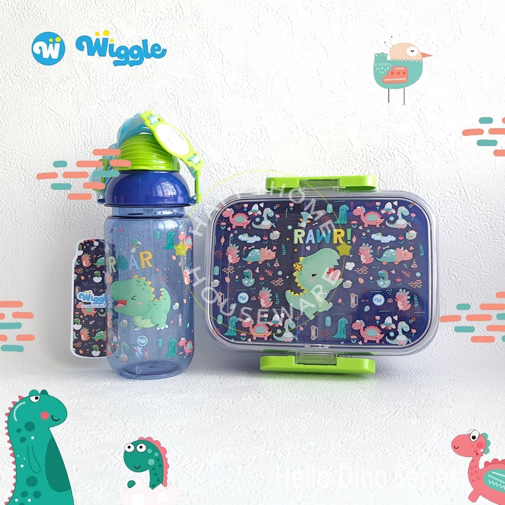 Jual WIGGLE Paket Set Kids School Hello Dino Tempat Bekal 750ml & Botol Minum 450ml | Shopee ...