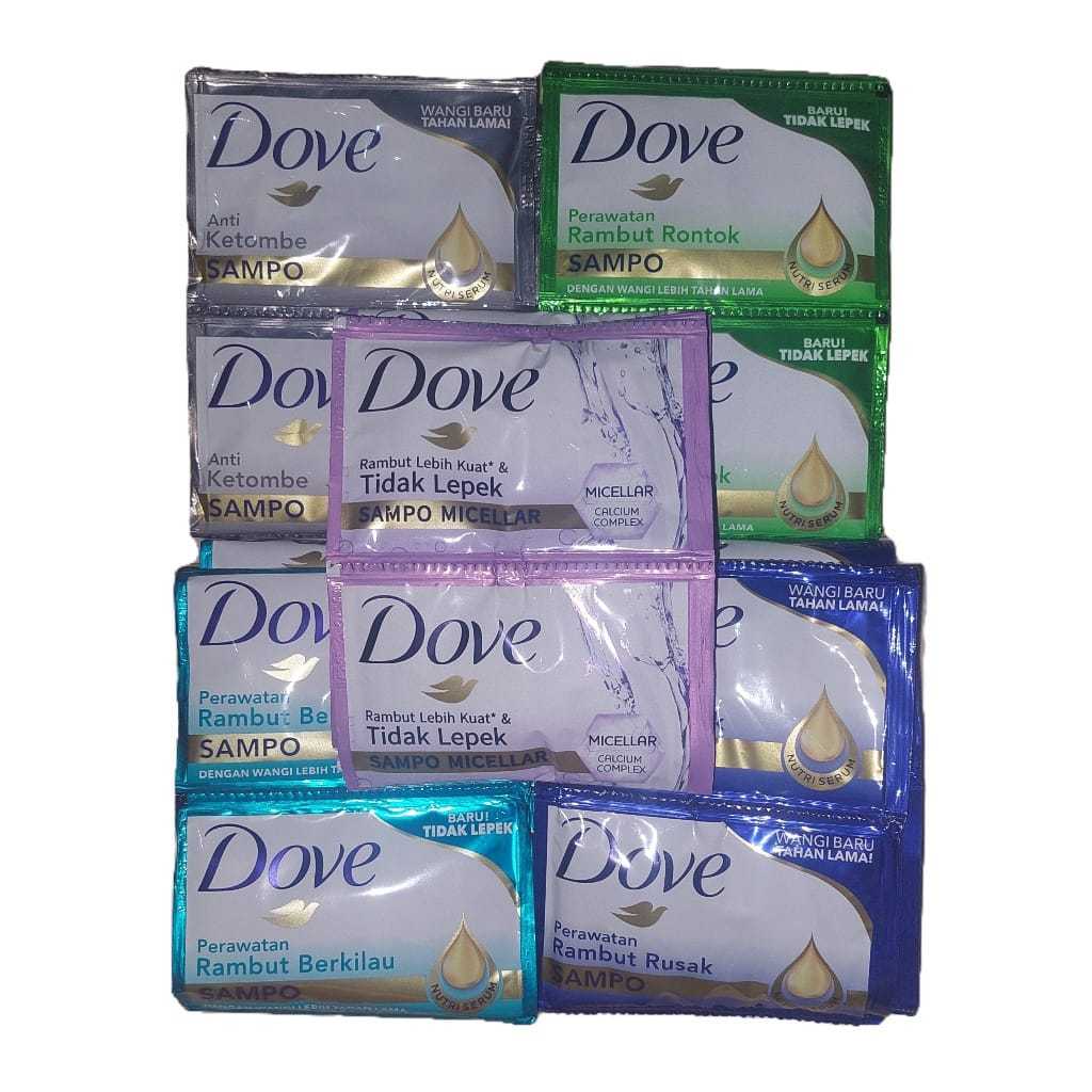 Jual DOVE SHAMPOO 8/9 ml 1 Renceng (isi12 sachet) | Shopee Indonesia