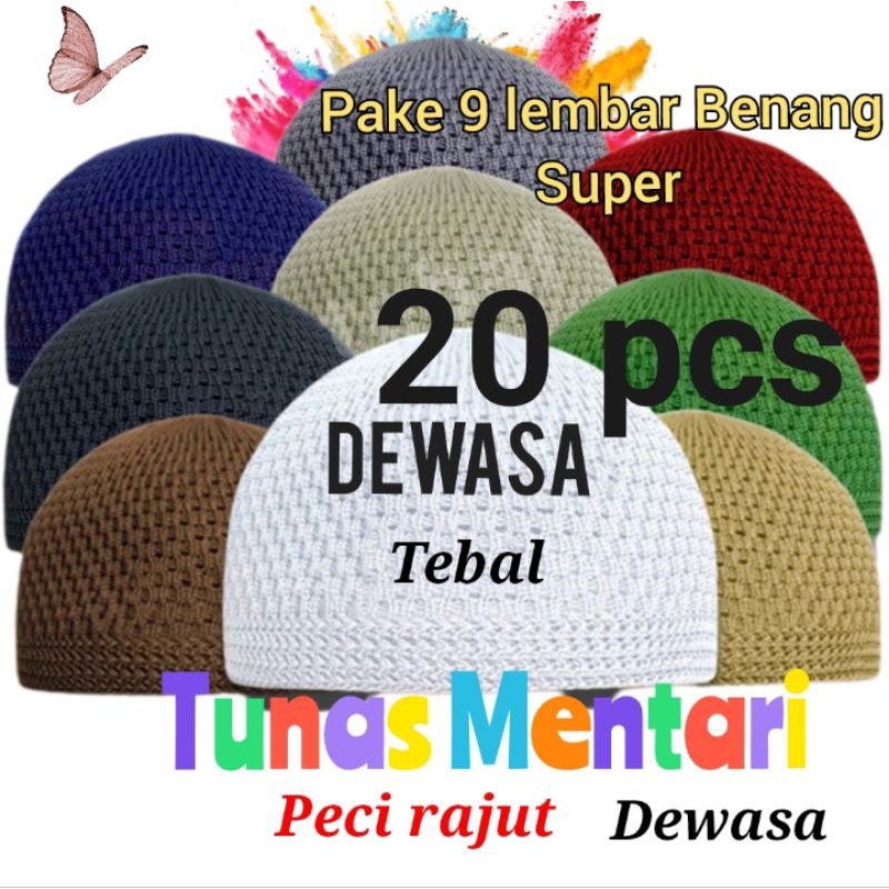 Jual Peci Rajut 20 pcs Tebal Dewasa Pake Benang 9 lembar ( kodian isi ...