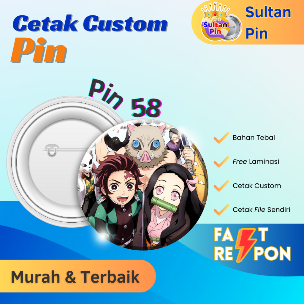 Jual Cetak Pin Custom 58 / Pin 58mm / PIN PENITI / PIN BROS / PIN ...