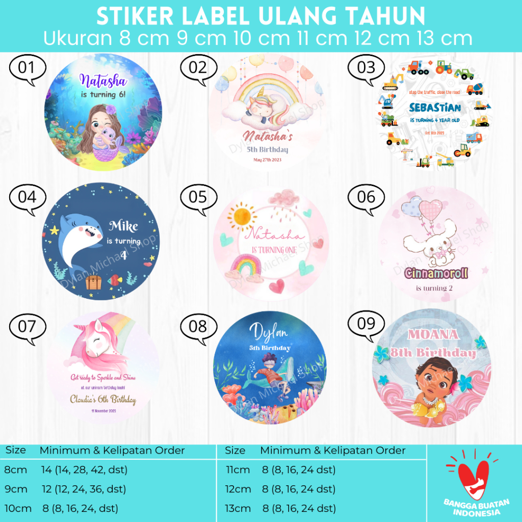 Jual Label Stiker Ulang Tahun Custom Sticker Birthday Anak Untuk ukuran ...