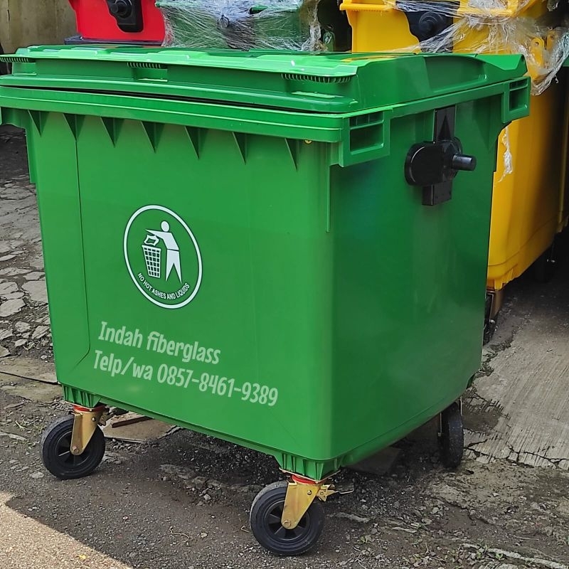 Jual TEMPAT SAMPAH BESAR/BAK SAMPAH BESAR 1100 LITER RODA PLASTIK HDPE ...