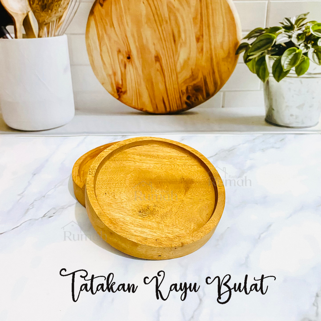 Jual Tatakan Kayu Bulat Coaster Diameter 11 cm Estetik | Shopee Indonesia