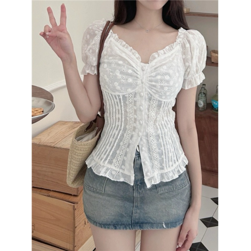 Jual White Coquette Top | Aesthetic Top | Shopee Indonesia