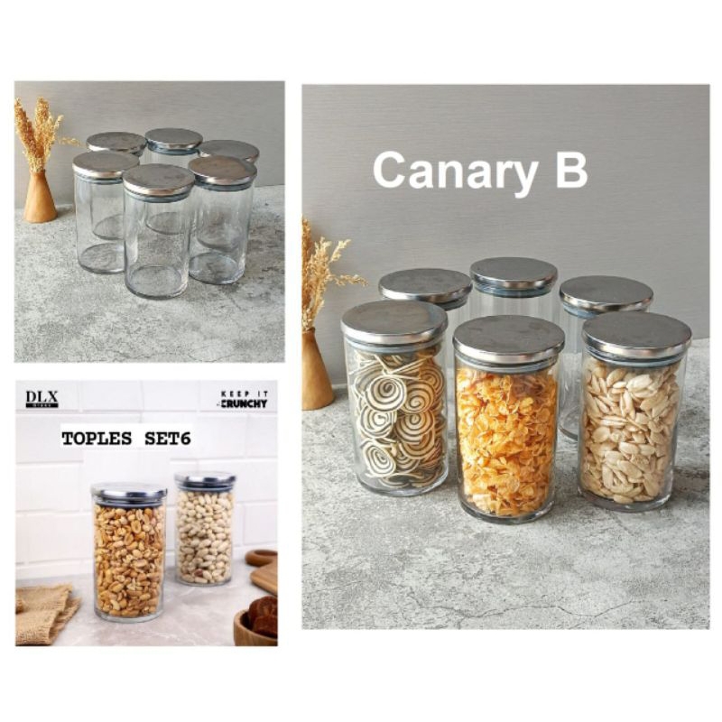 Jual Toples DLX Canary B tutup Stainless/ toples gula,garam,bumbu dapur/toples kaca set | Shopee ...