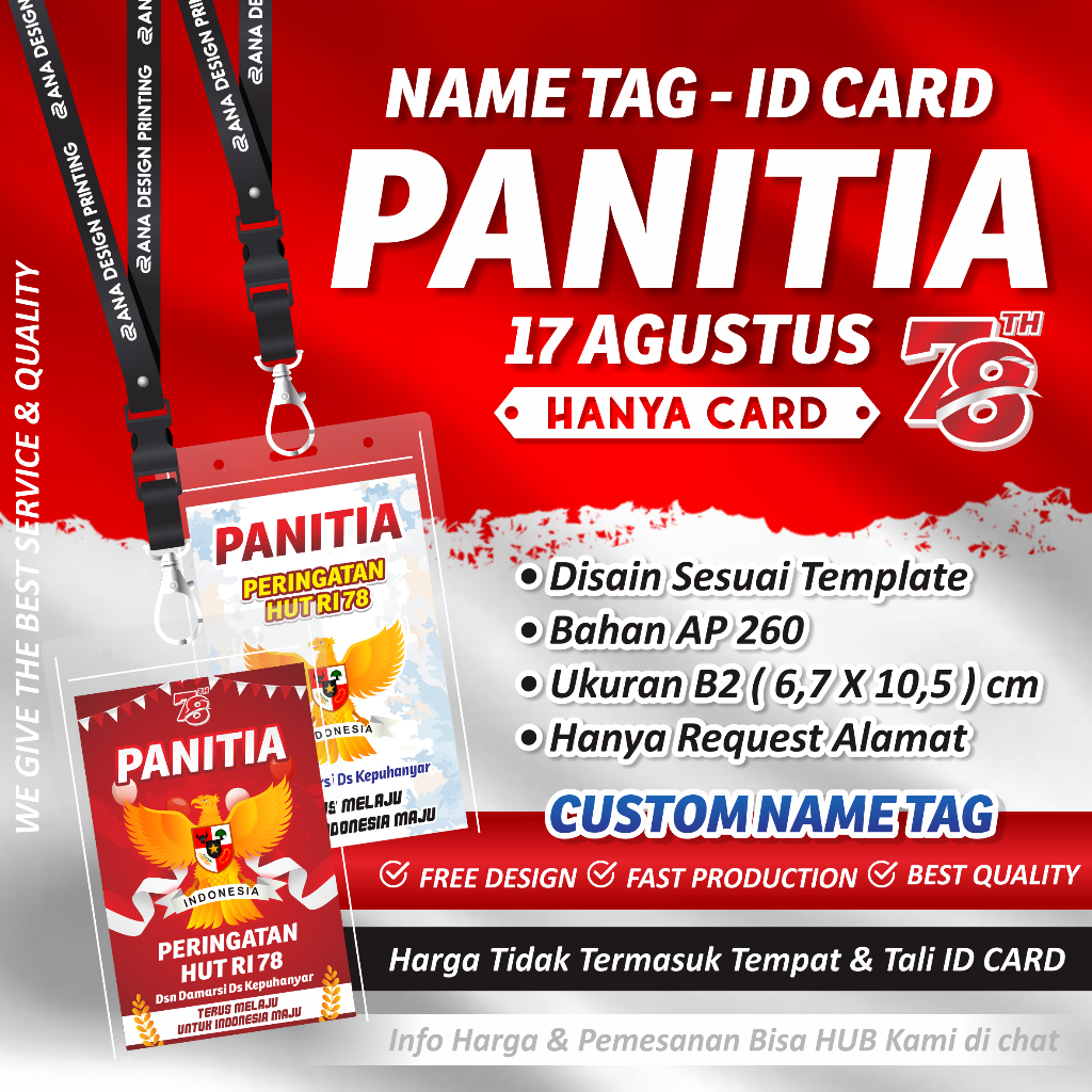 Jual Name Tag Panitia 17 agustus // Id Card Panitia 17 an | Shopee ...