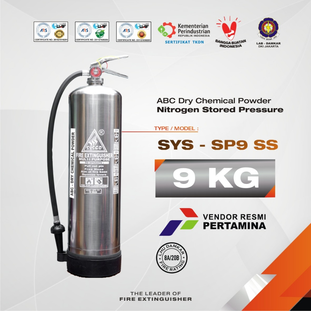 Jual APAR ABC Dry Chemical Powder 9 Kg Stainless - Alat Pemadam Api Premium - SYSCO FIRE ...