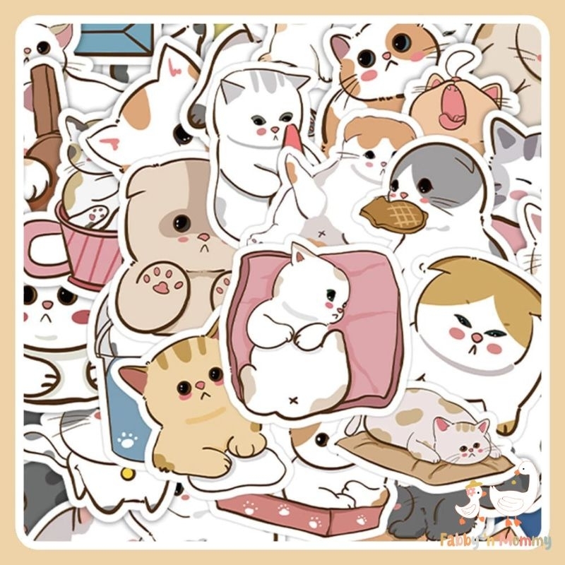 Jual [FABBYNMOMMY] - 1 SET ISI 10 PCS STICKER KUCING CUTE / STICKER ...