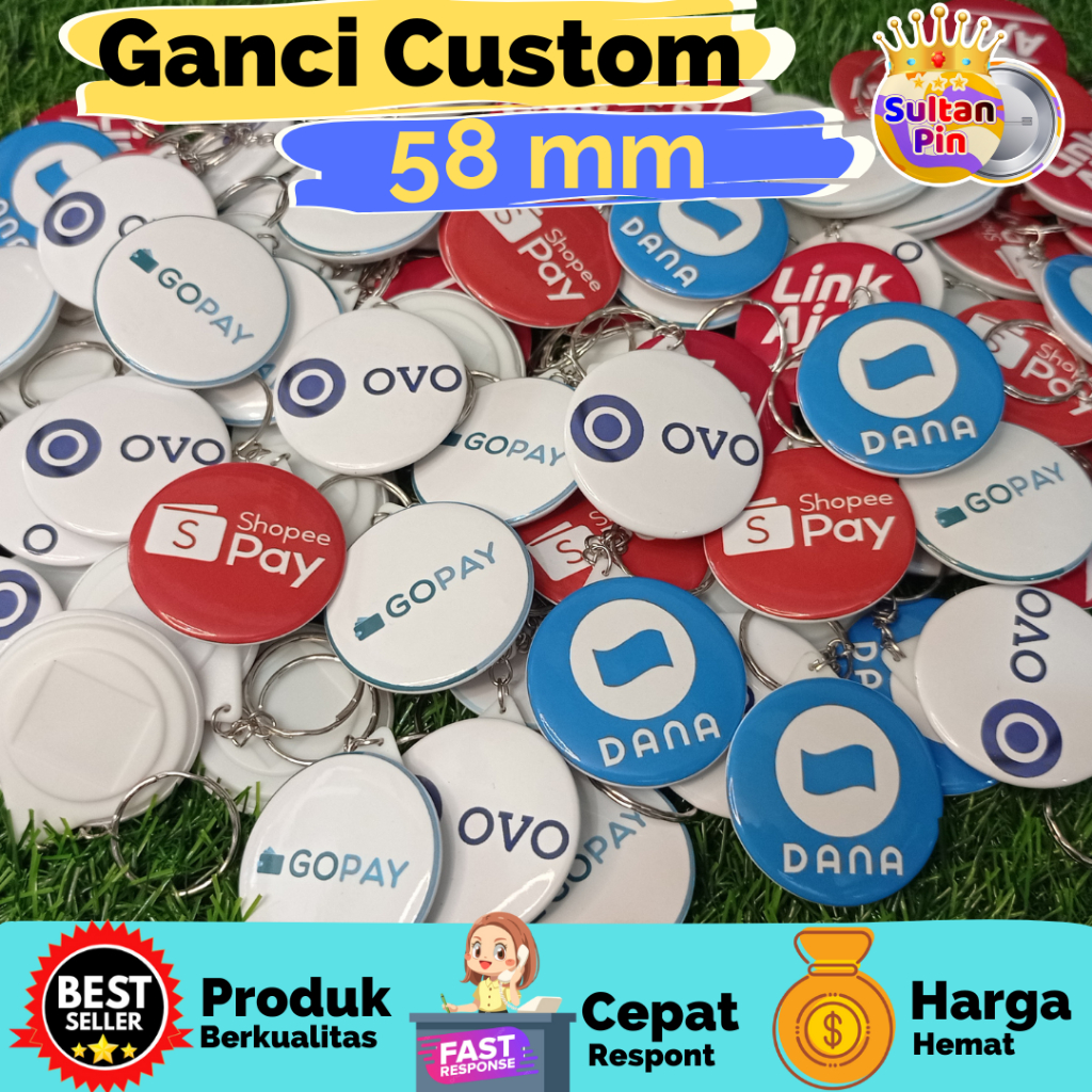 Jual CETAK GANTUNGAN KUNCI PIN CUSTOM 5,8CM / CETAK GANCI 1 MUKA CUSTOM ...