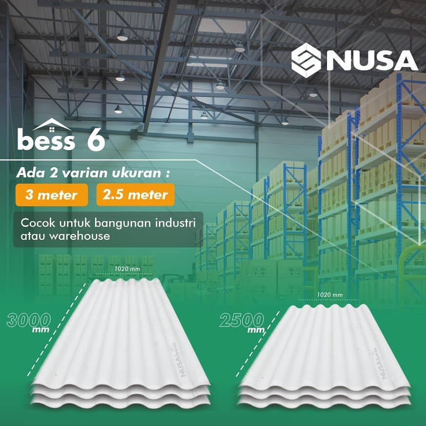 Jual Nusa Bess 6 - Atap Asbes NUSA Gelombang Besar - 3 m x 102 | Shopee Indonesia