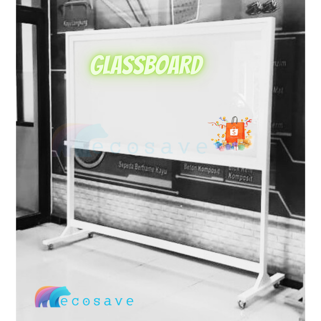 Jual Glassboard Standing Non Magnetic Papan Tulis Kaca Putih Glass Board Whiteboard Kaca Kaki ...