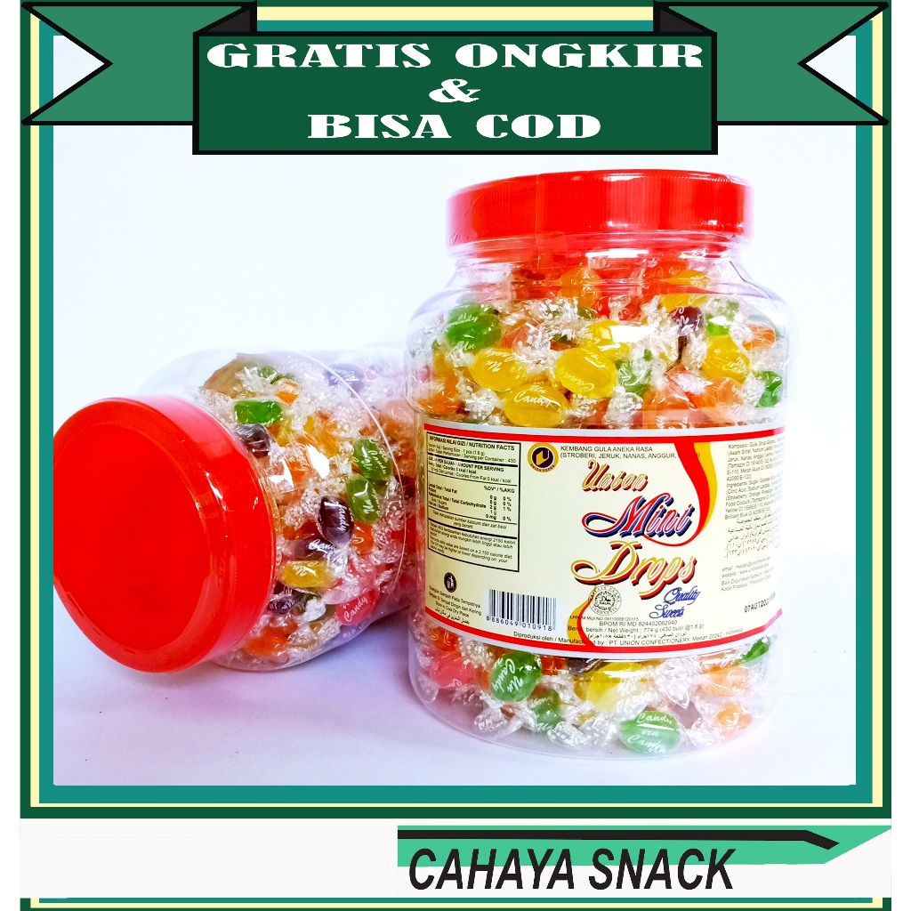 Jual Permen Union Mint Drops Toples ( Permen Aneka Rasa Buah ) Isi 400 ...