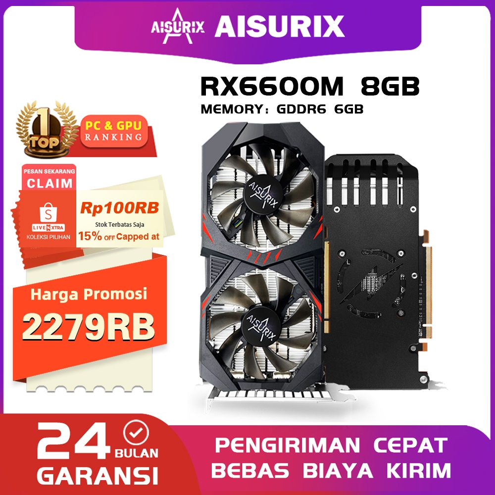 Jual AISURIX AMD Radeon RX 6600M 8GB VGA Card 128BIT 2048SP GDDR6 New ...
