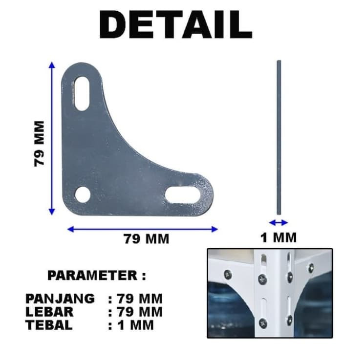 Jual Plat Besi Siku Lubang Segitiga Siku Rak Besi Siku lubang Warna ABU ...