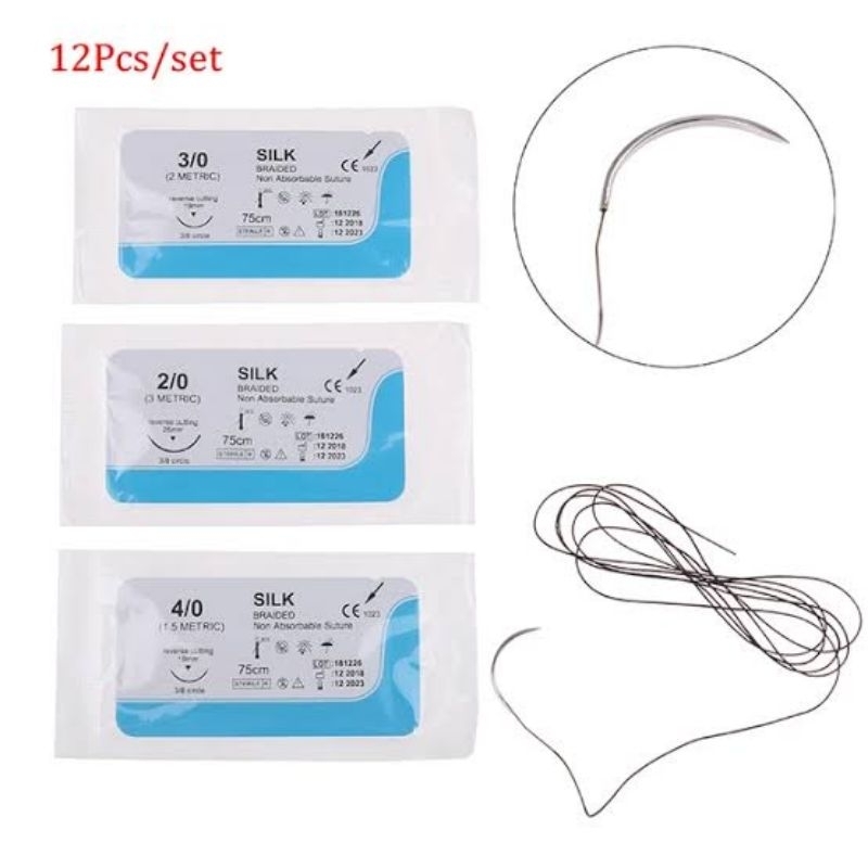 Jual Benang Silk braided Benang suturing Jarum/ benang jahit/ Dental ...