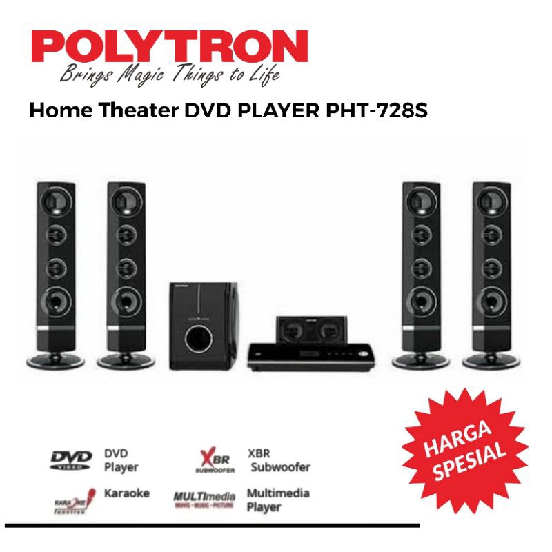 Jual POLYTRON Home Theater 5.1CH DVD Player Disc - XBR SUBWOOFER PHT ...