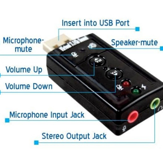 Jual cC Usb 2 sound 71 channel virtual surround adapter for Pc ...