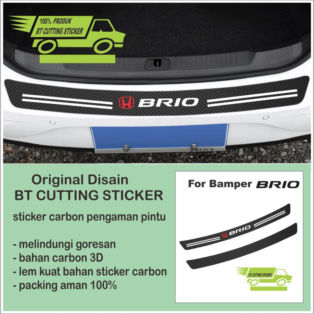 Jual 1 PCS sticker carbon 3D sticker honda brio stiker carbon bemper ...