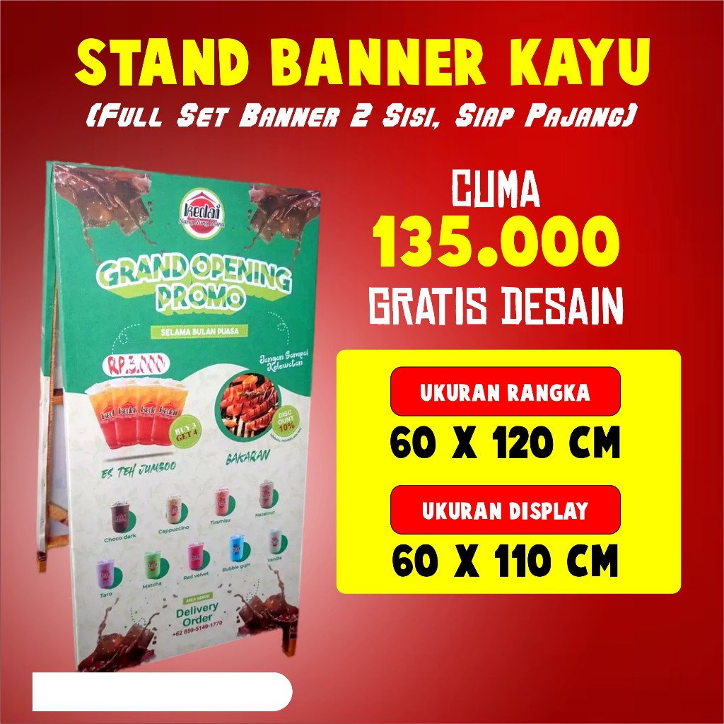 Jual Standing Banner MMT Kayu 60 x 110 cm | Shopee Indonesia