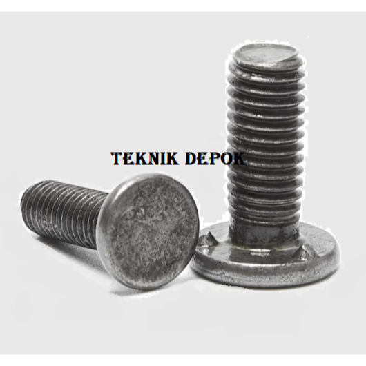 Jual Baut Las M 6 x 20 mm Kepala Bulat Gepeng Datar Piring Welding Bolt ...