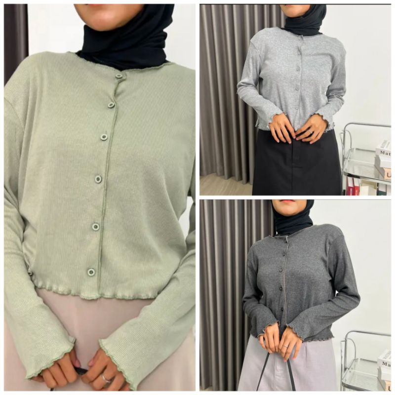 Jual Cardigan Rajut Waffle Crop Wanita Korean | Shopee Indonesia