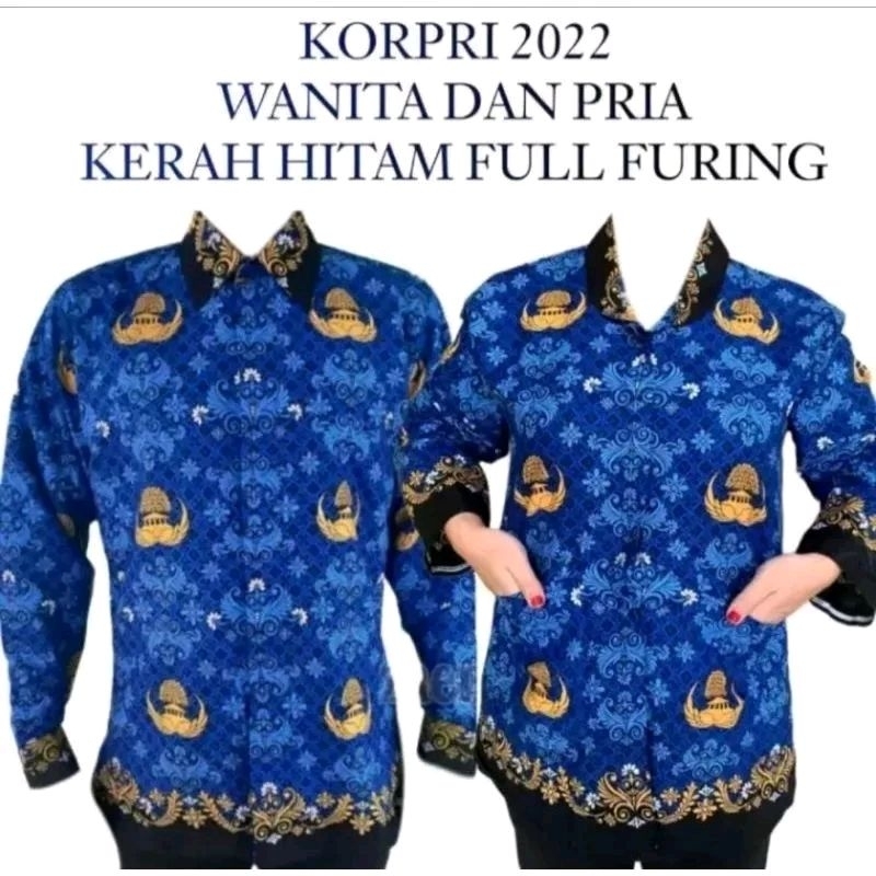 Jual SERAGAM KORPRI KRAH HITAM Terbaru 2025 bahan Katun Sritex c40s lapis furing | Shopee Indonesia