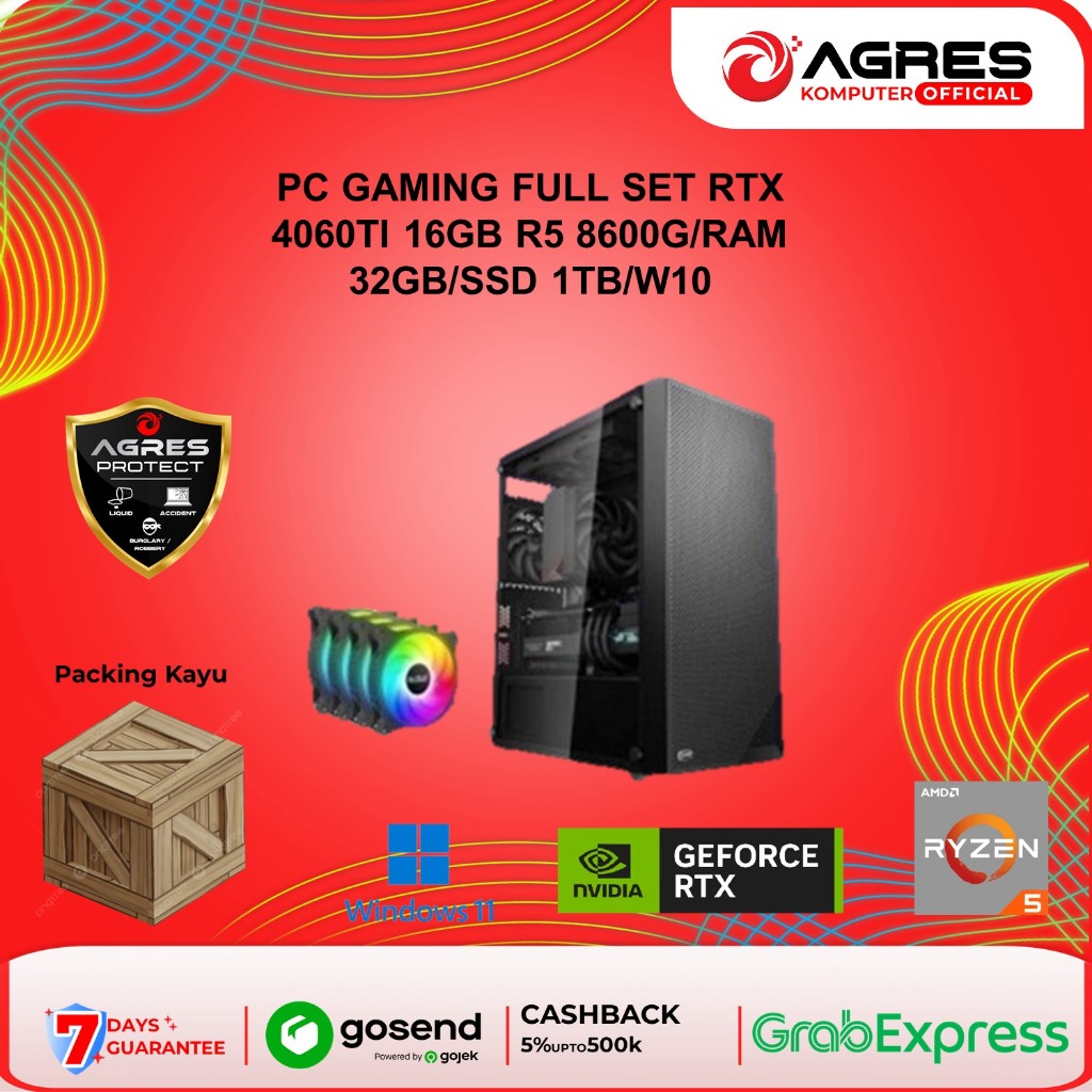 Jual PC RAKITAN GAMING CUSTOM / PC GAMING FULL SET RTX 4060TI 16GB R5 ...