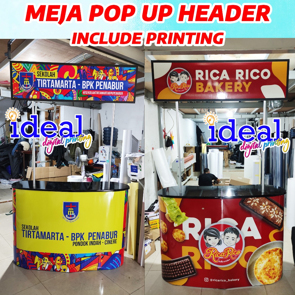 Jual Pop up counter meja pameran with header plang nama | Shopee Indonesia