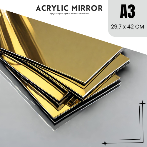 Jual Akrilik Mirror Kaca Lembaran Gold / Silver / Rosegold Ukuran A3 29 ...