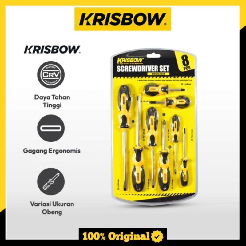 Jual Krisbow Set 8 Pcs Obeng Plus & Minus - Kuning | Shopee Indonesia