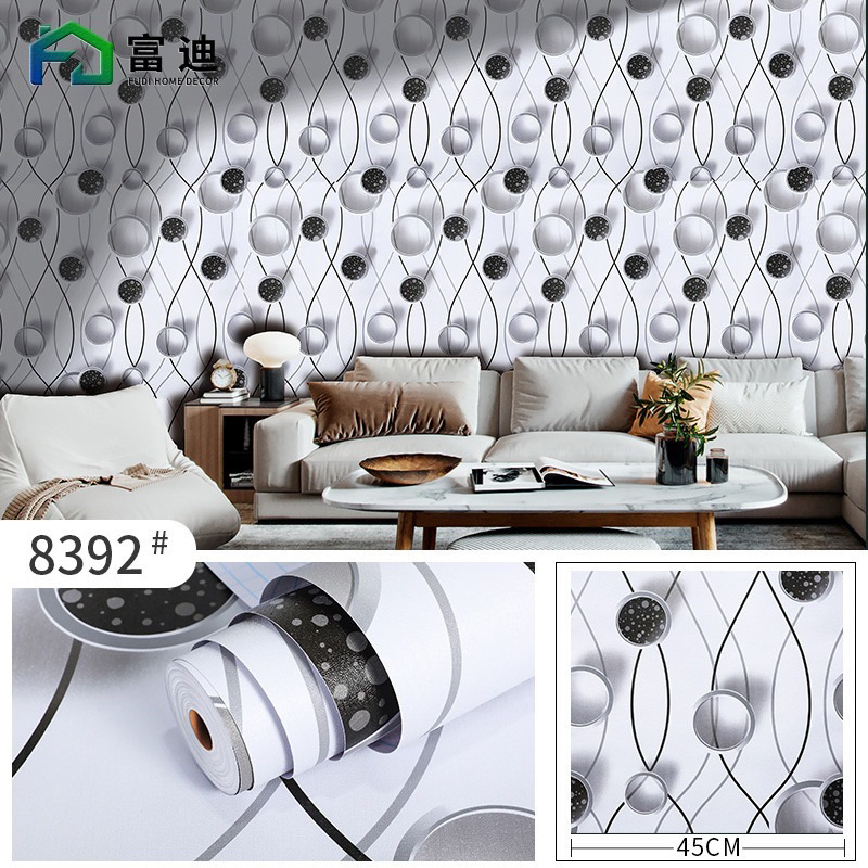 Jual Wallpaper Dinding Stiker Wallpaper Wave Bulat Hitam 7,5m Lebar ...