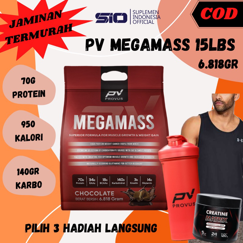 Jual PROVUS MEGAMASS 15LBS MEGA MASS WEIGHT MASS GAINER SUPLEMEN ...