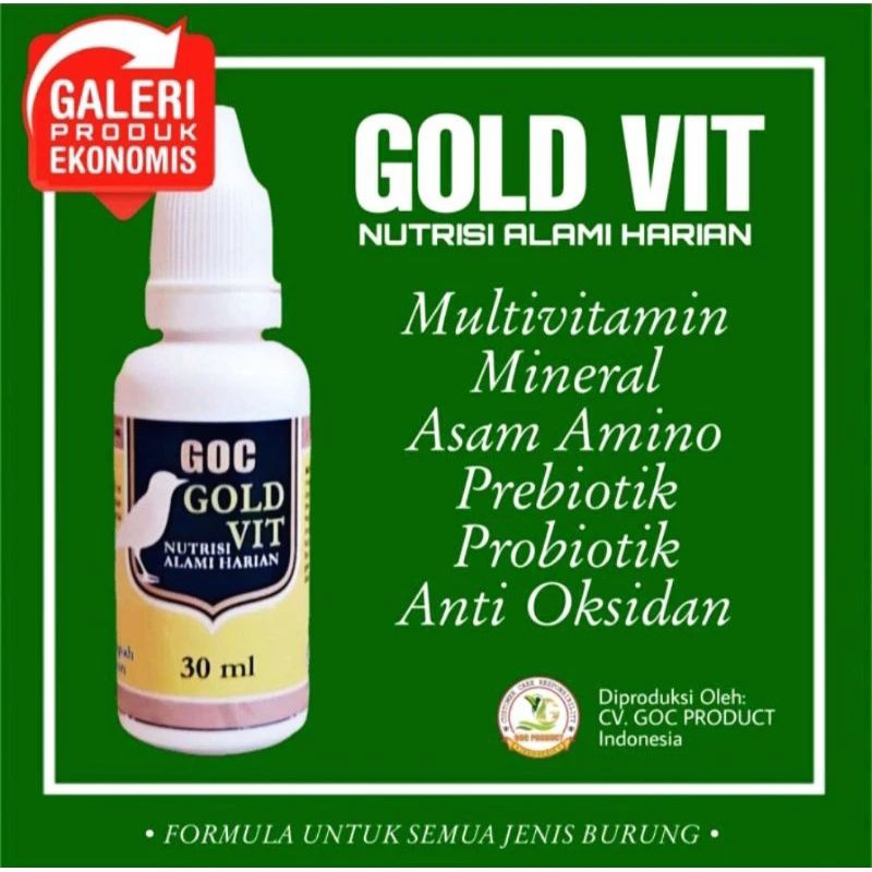 Jual GOC GOLD VIT 30ML NUTRISI ALAMI HARIAN BURUNG MULTIVITAMIN VITAMIN PROBIOTIK MENINGKATKAN ...
