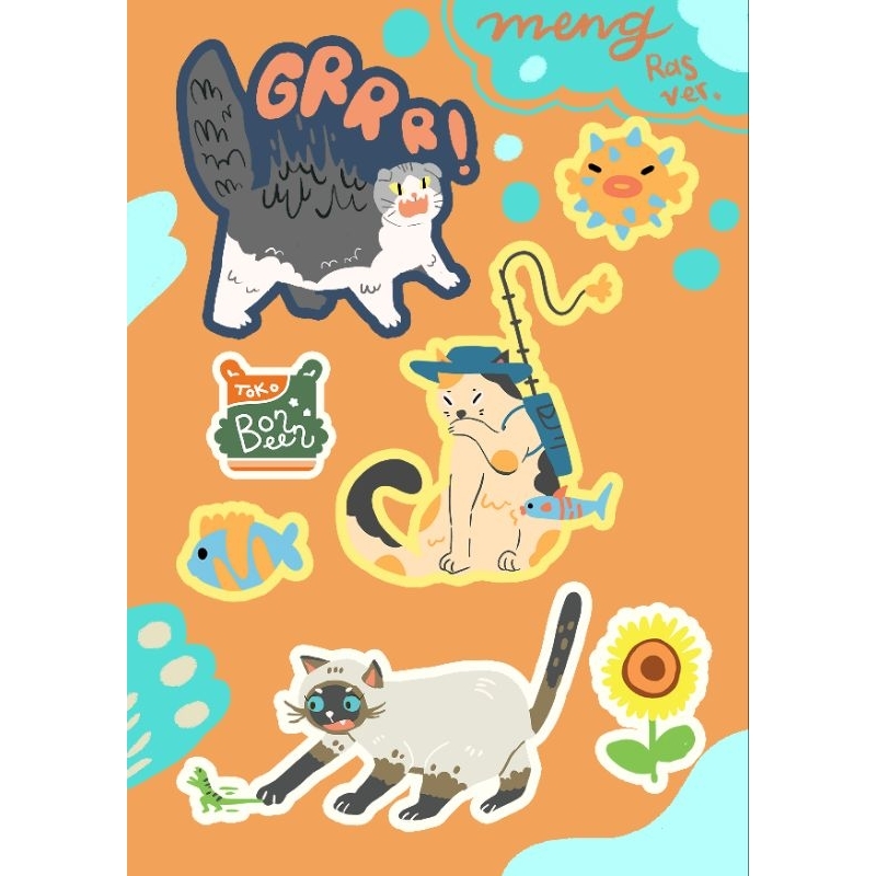 Jual Toko Bonbeen - Sticker Sheets Meng Kucing Ras Ver. stiker kucing ...