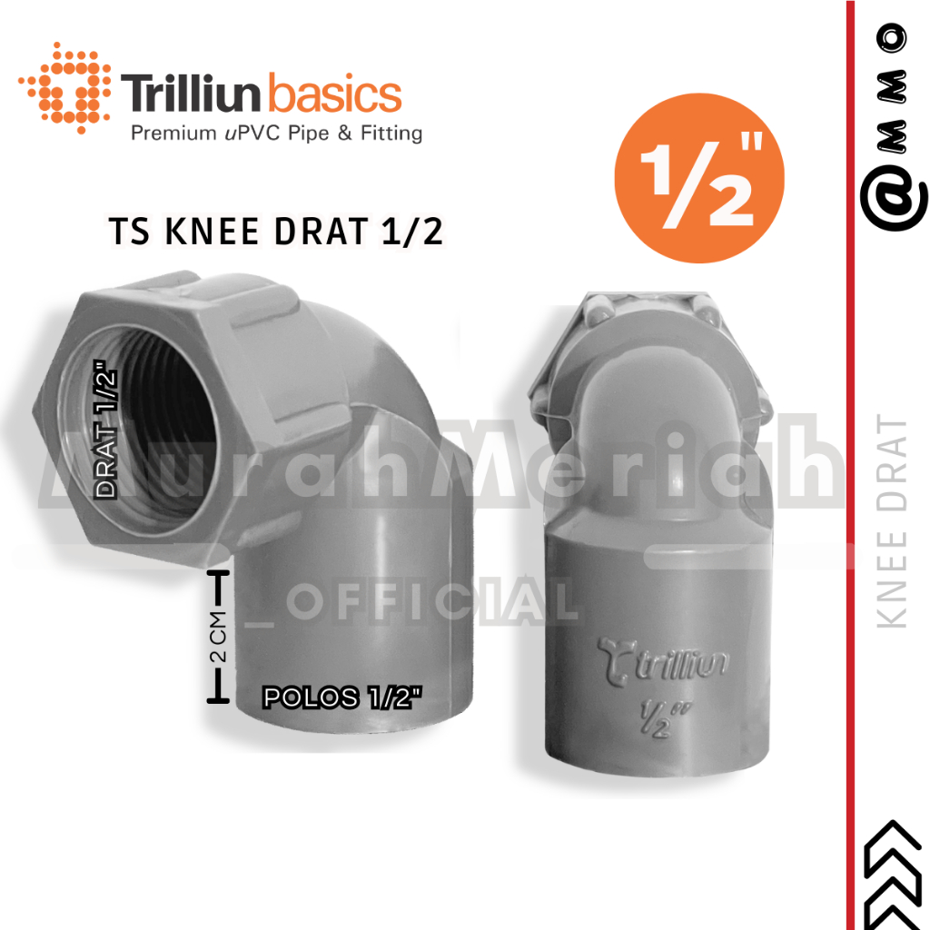 Jual ELBOW DRAT 1/2 INCH TRILLIUN KNEE DRAT TS 0.5 DIM POLOS FAUCET ...