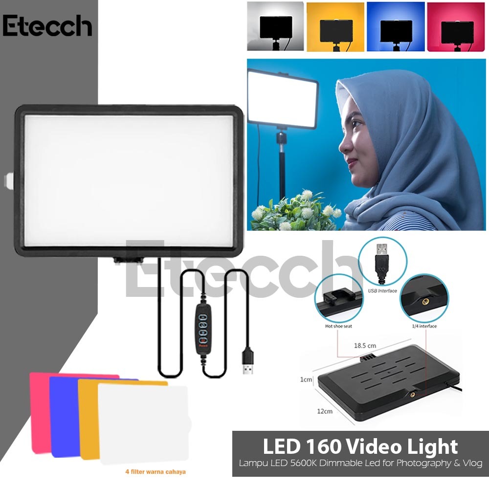 Jual LED PTL Lampu LED 5600K Dimmable 5600K USB lighting Video Live ...