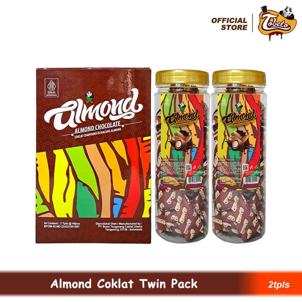 Jual Tobelo Coklat Almond Twin Pack isi 2 Toples 40 Pcs Snack Coklat ...