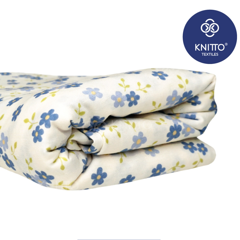 Jual KAIN COTTON COMBED 28S PRINT TINY FLOWERS BABY BLUE ( BAHAN KAOS ...