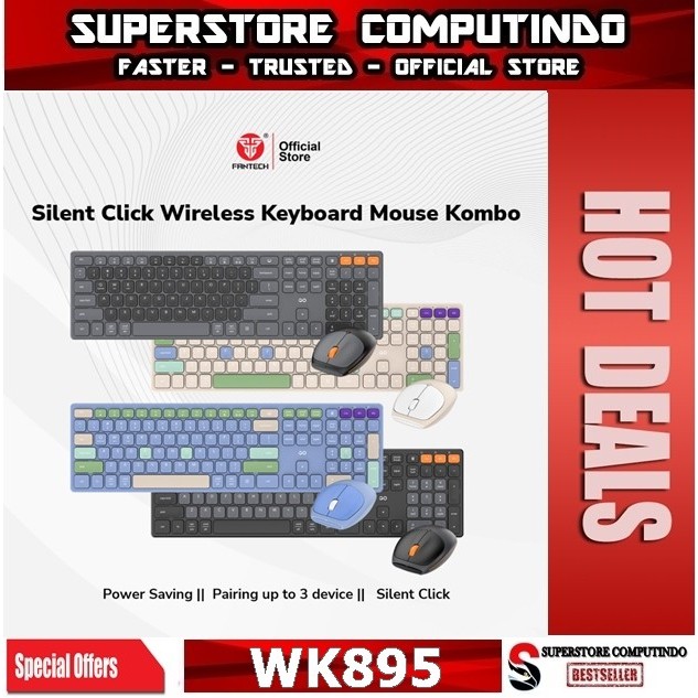 Jual FANTECH Combo 2in1 Keyboard Mouse Wireless Fantech GO POP Series WK895 | Shopee Indonesia