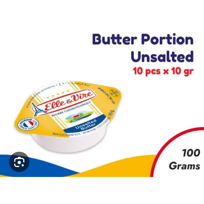 Jual ELLE & VIRE BUTTER PORTION UNSALTED 10 GRAM | Shopee Indonesia