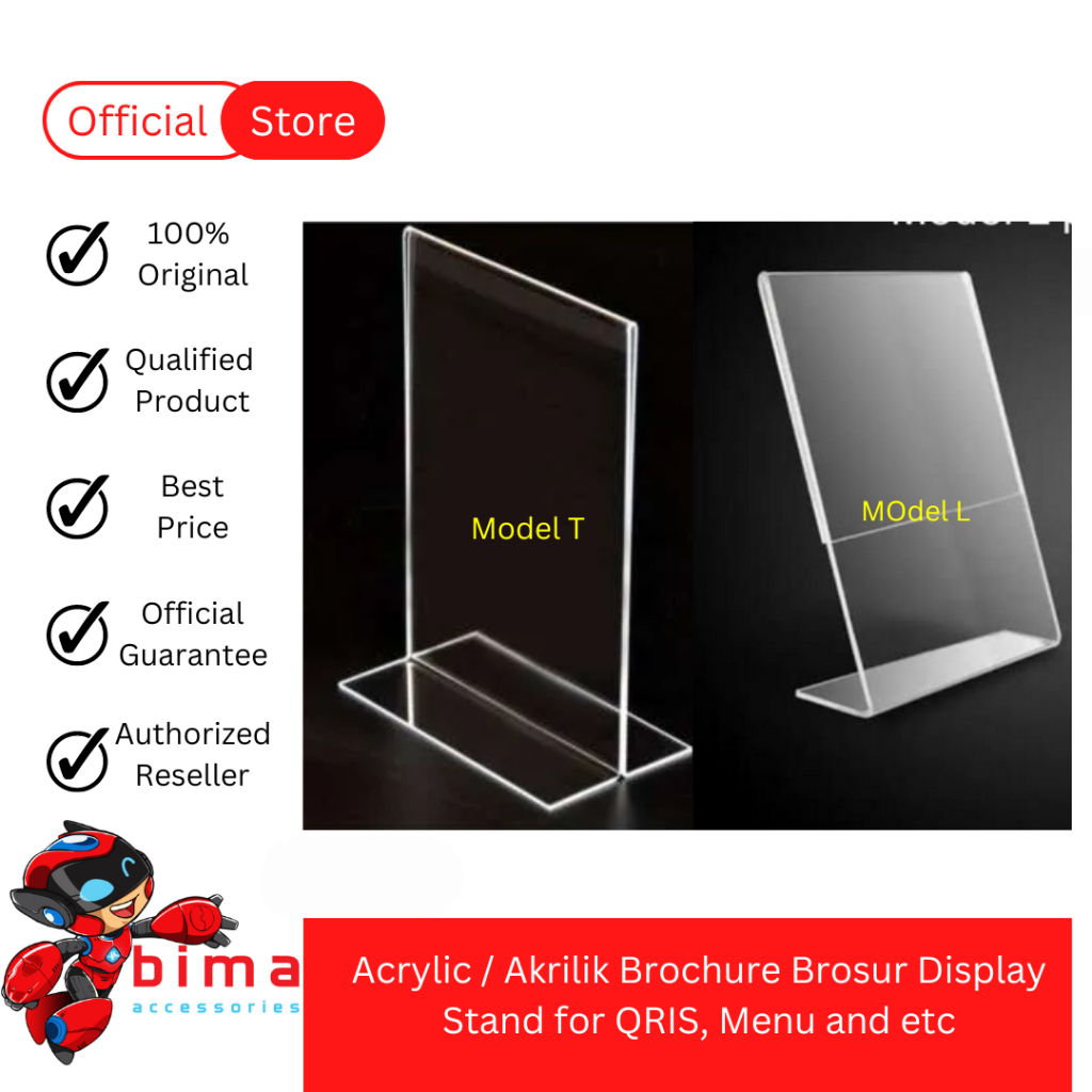 Jual Akrilik Acrylic Brosur Stand Potrait ukuran A4 A5 A6 for Menu QRIS ...