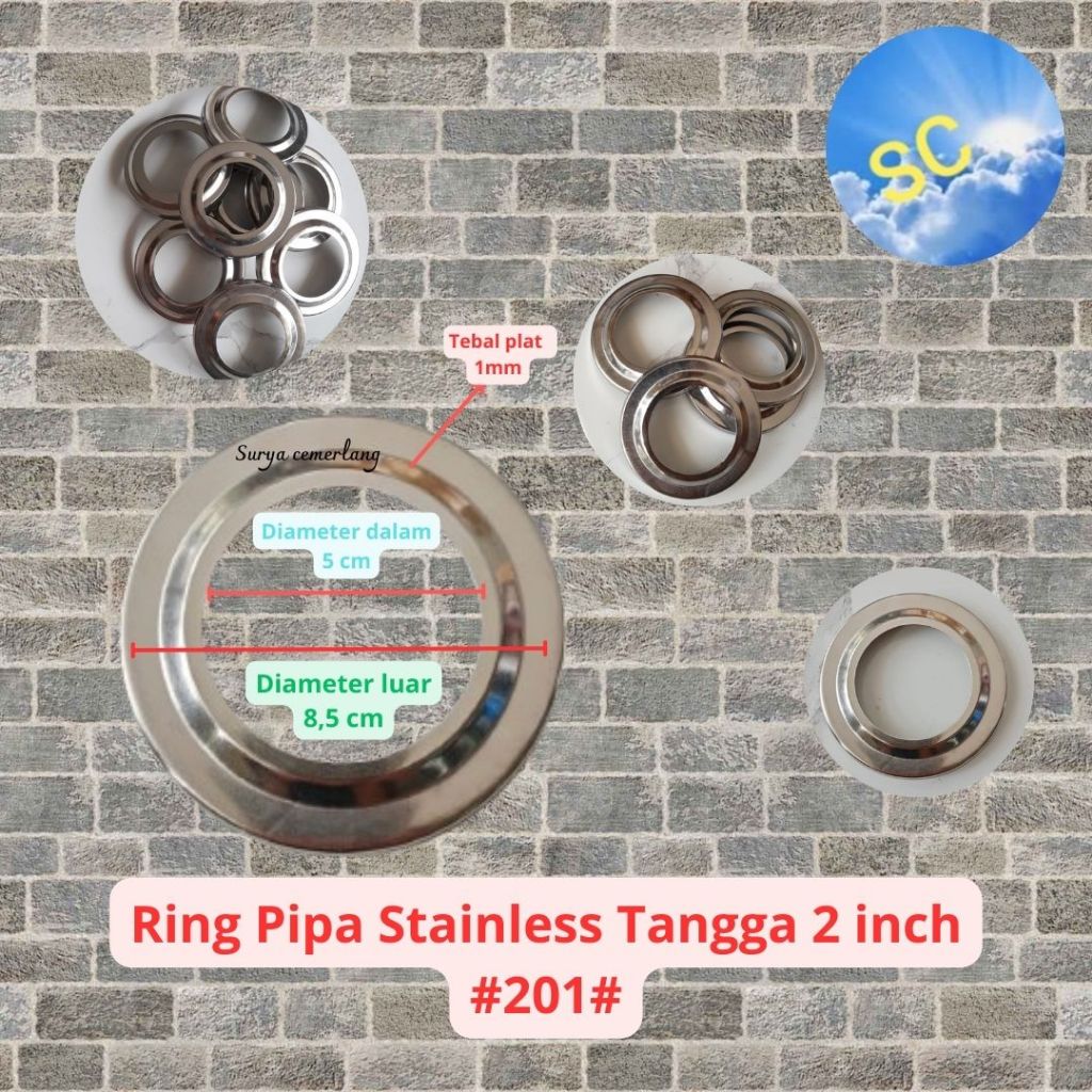 Jual Tapak Pipa Ring Pipa Stainless Steel Tangga 2" inch "201" | Shopee ...