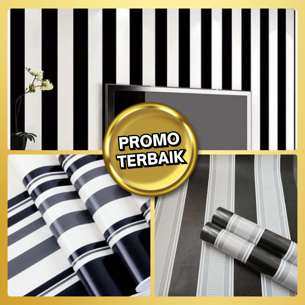 Jual PROMO TERBAIK - Wallpaper Sticker Dinding Motif Salur Wallpaper Salur Hitam Wallpaper Garis ...