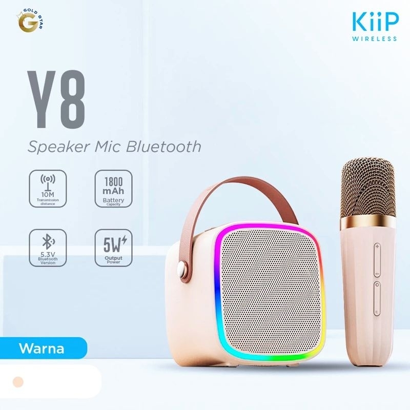 Jual KiiP Wireless Y8 Bluetooth Portable Karaoke Wireless Speaker With Microphone RGB Audio ...