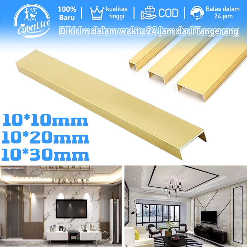 Jual 1.5 Meter List U Mirror Gold 10 20 30mm Strip Dekorasi Lantai ...