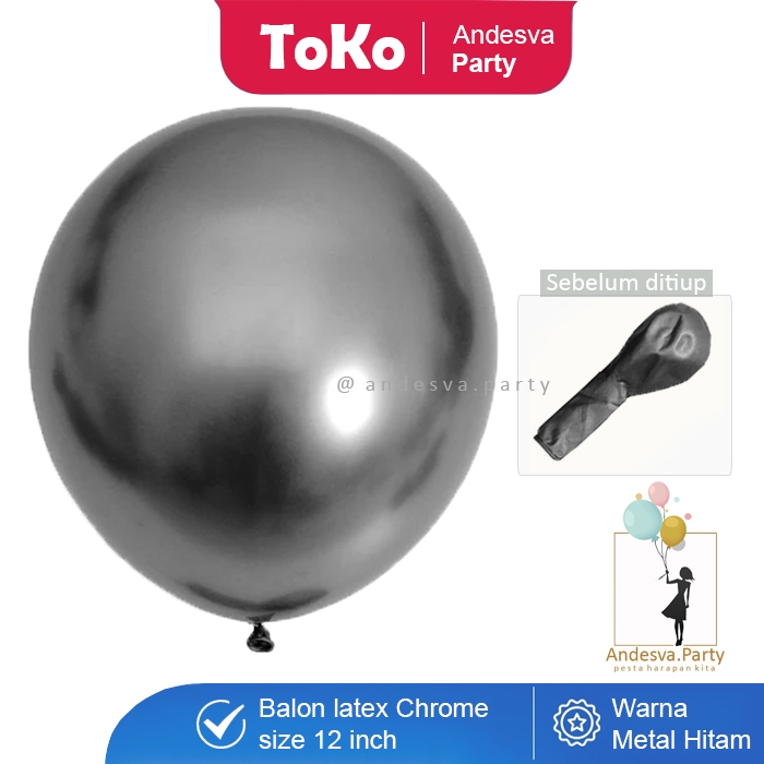 Jual Balon Chrome Hitam/ Balon Metalik Chrome Hitam / Ballon Latex ...
